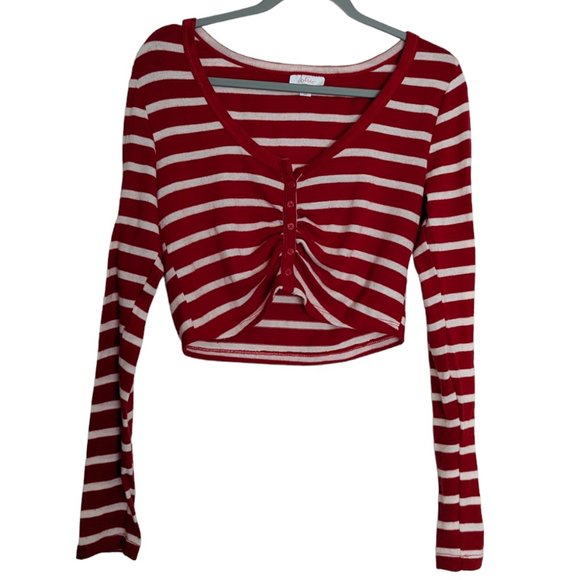 Colsie | Tops | Womens Colsie Long Sleeve Cropped Top Redwhite Size M ...